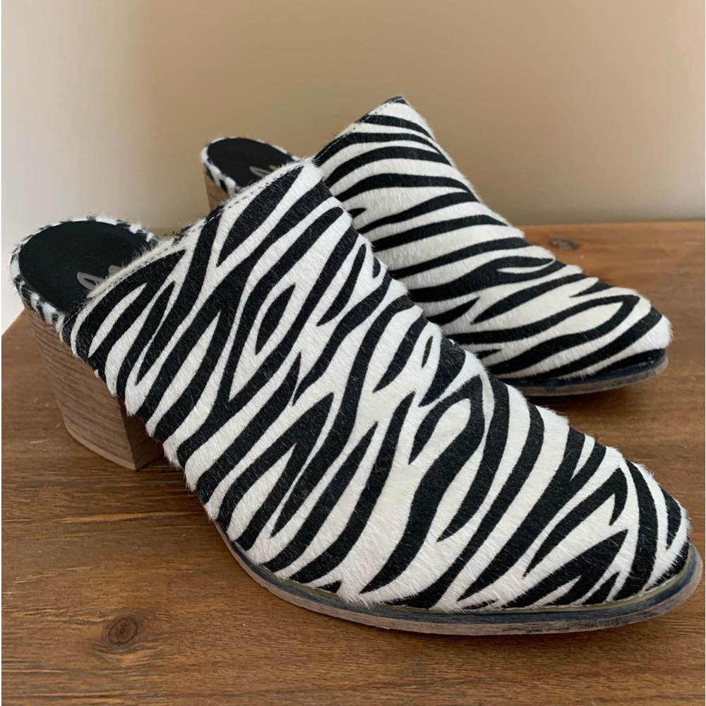 Seven Brand Zebra Printed Calf Hair Clogs - Gem